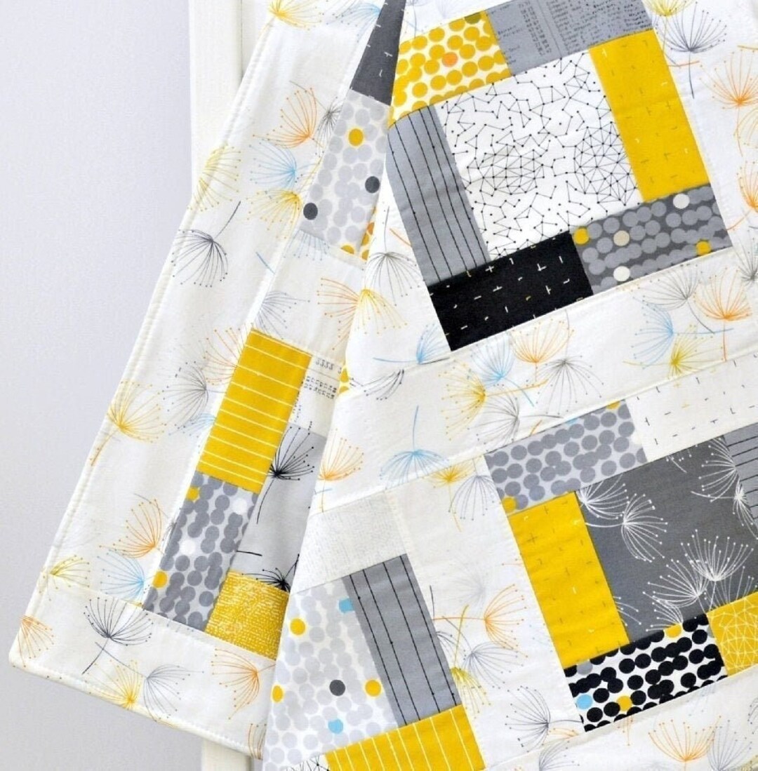 Closing Sale: Patchwork Quilt Yellow Grey Modern Baby - Etsy