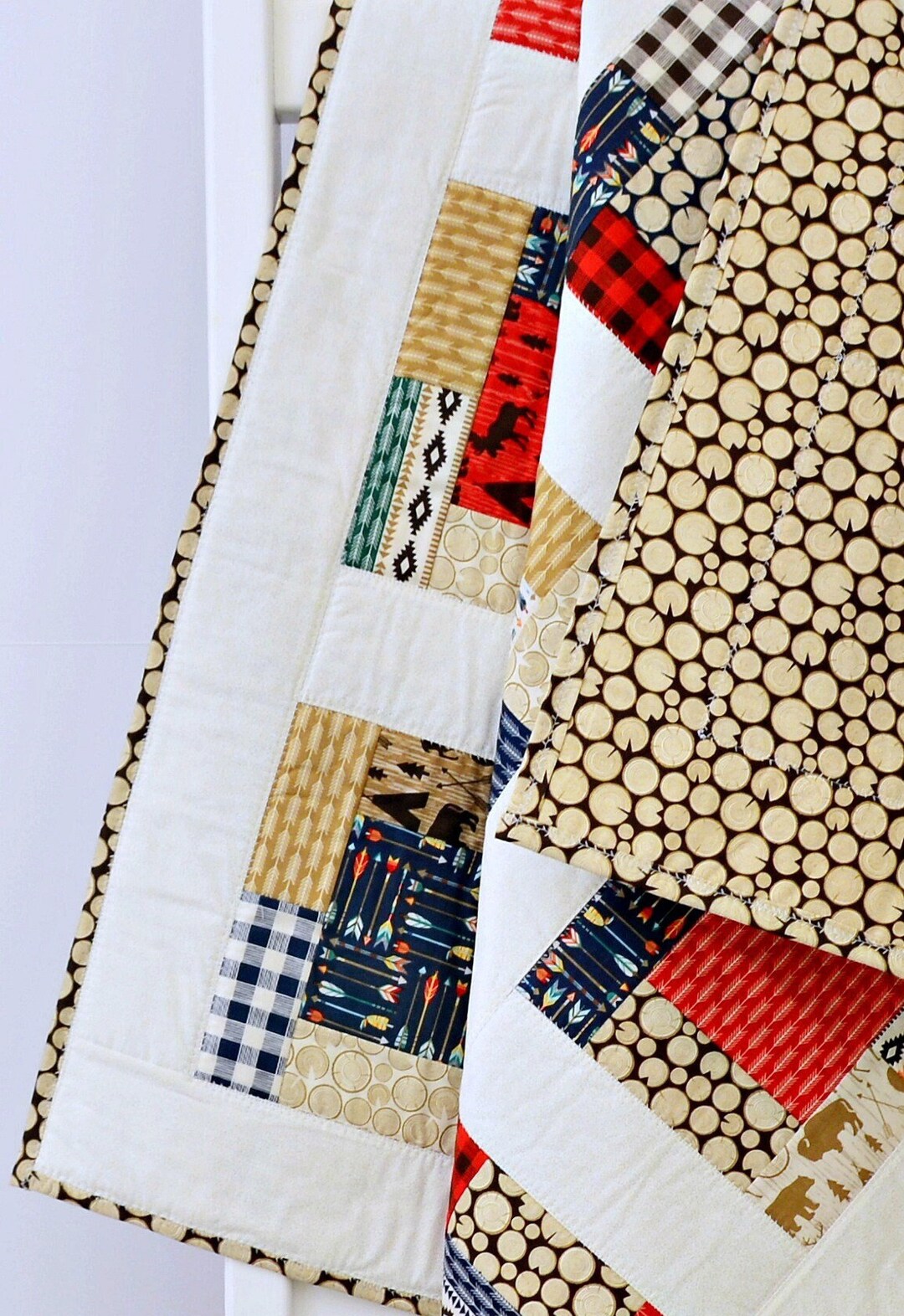 Black Bear Wood Patchwork Quilt, Handmade Baby Quilt, Lap Blanket ...