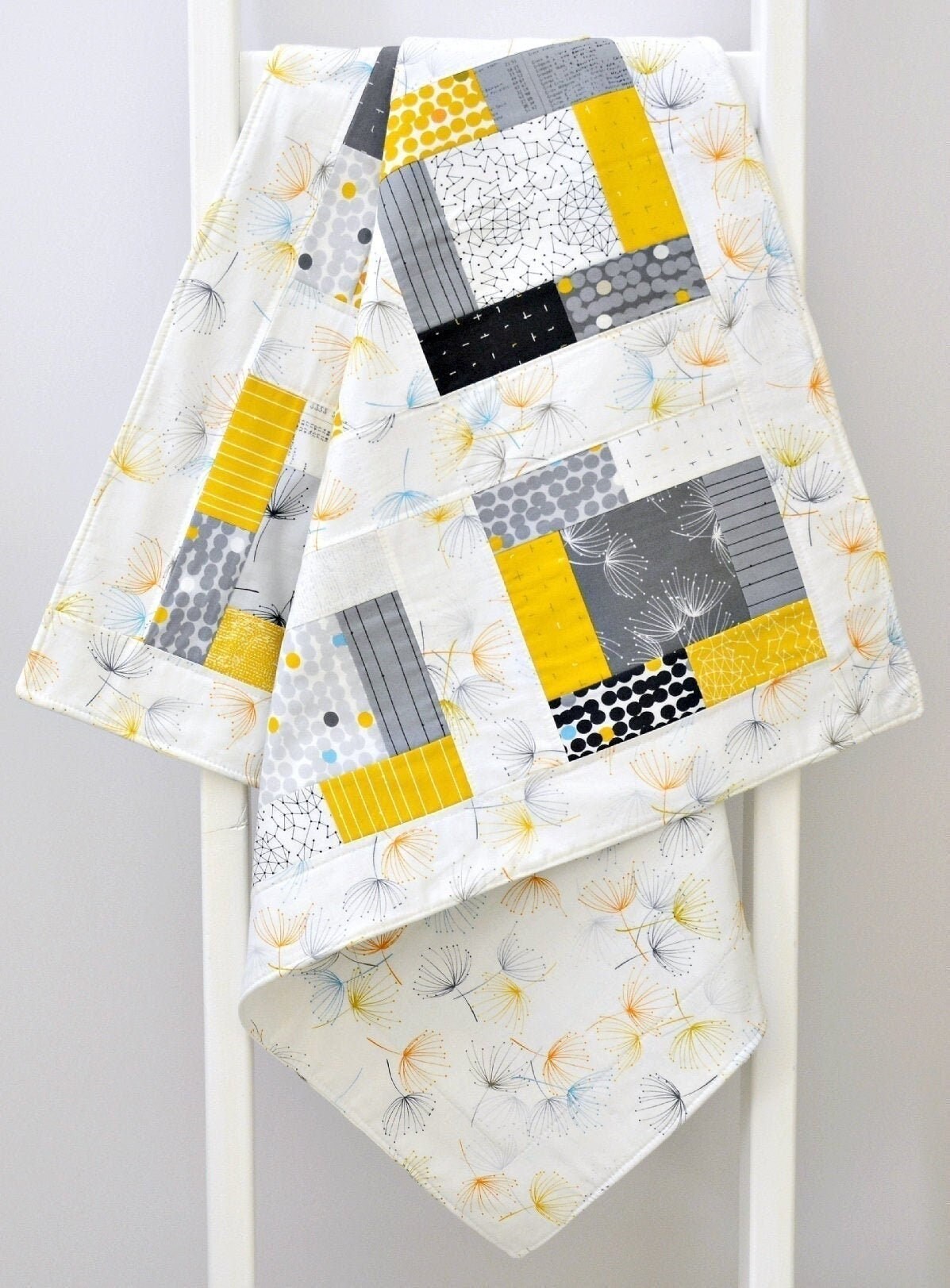 Closing Sale: Patchwork Quilt Yellow Grey Modern Baby - Etsy