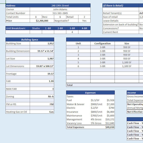 Rental Property Analysis Excel Sheet - Etsy