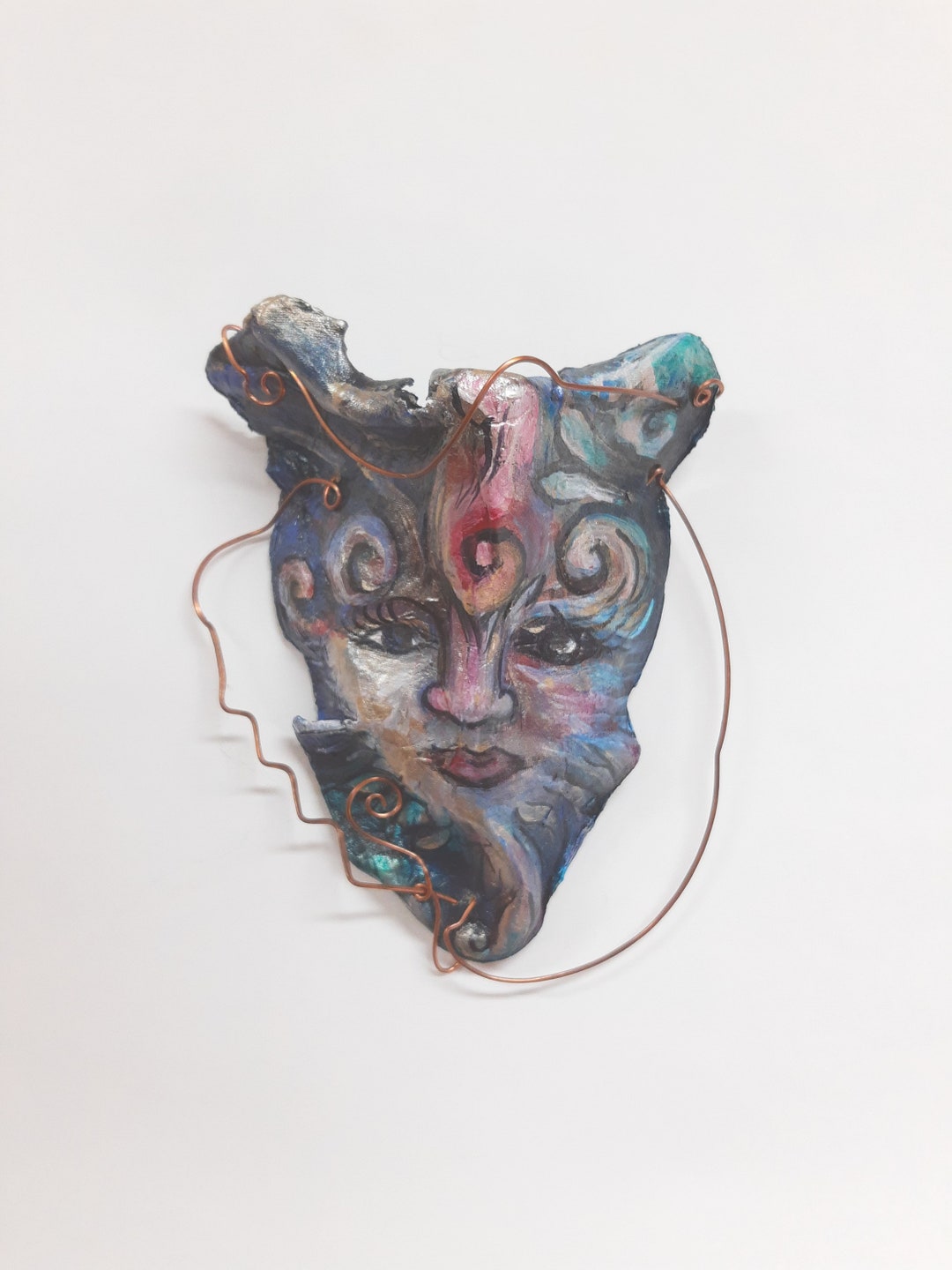 Handpainted Paper-mâché Wall Mask - Etsy
