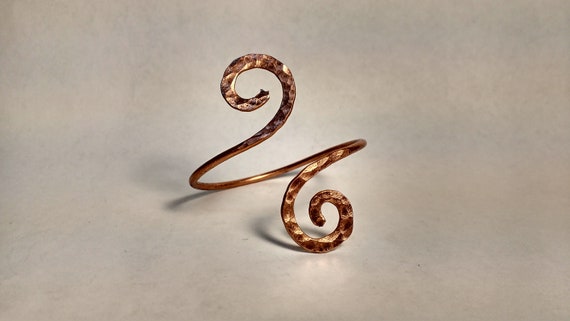 Unisex Copper Bangle With Curly Ends - Etsy