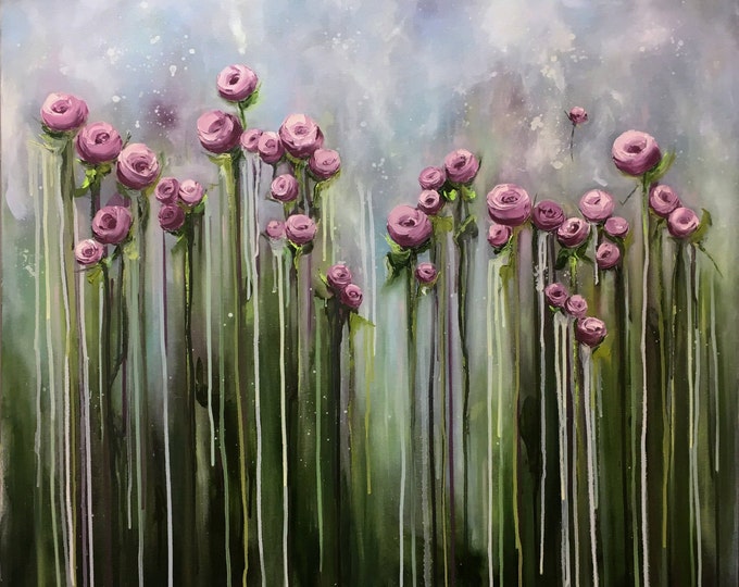 Large Flowers Art Work, Original Big Oil Painting, Handmade Painting ...