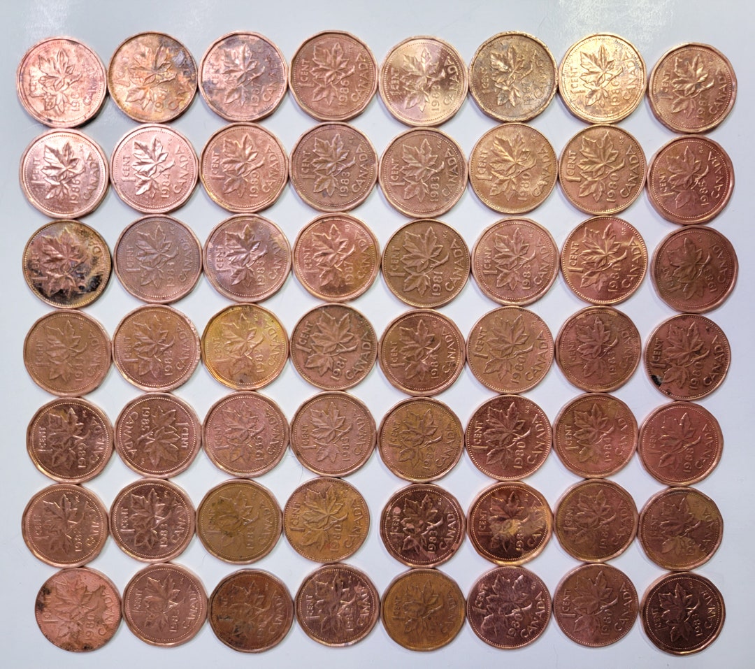 SINGLES Vintage Canadian Pennies 1980s, Coin Lot, Coin Collection ...