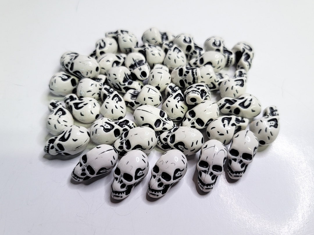 20pc Alien Skull Beads, Skull Bead, Acrylic White Skull, Halloween ...