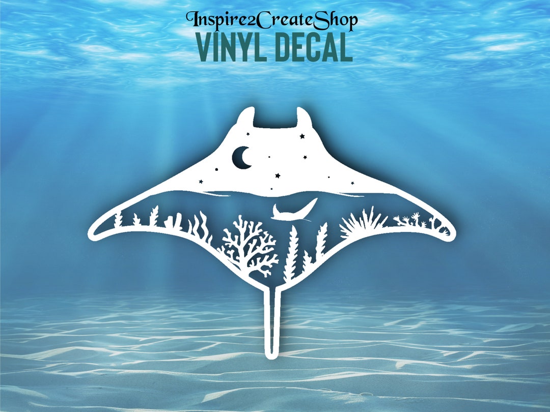 Manta Ray Night Sky, Spirit Animal, Decal, Sticker for Laptop, Bumper ...
