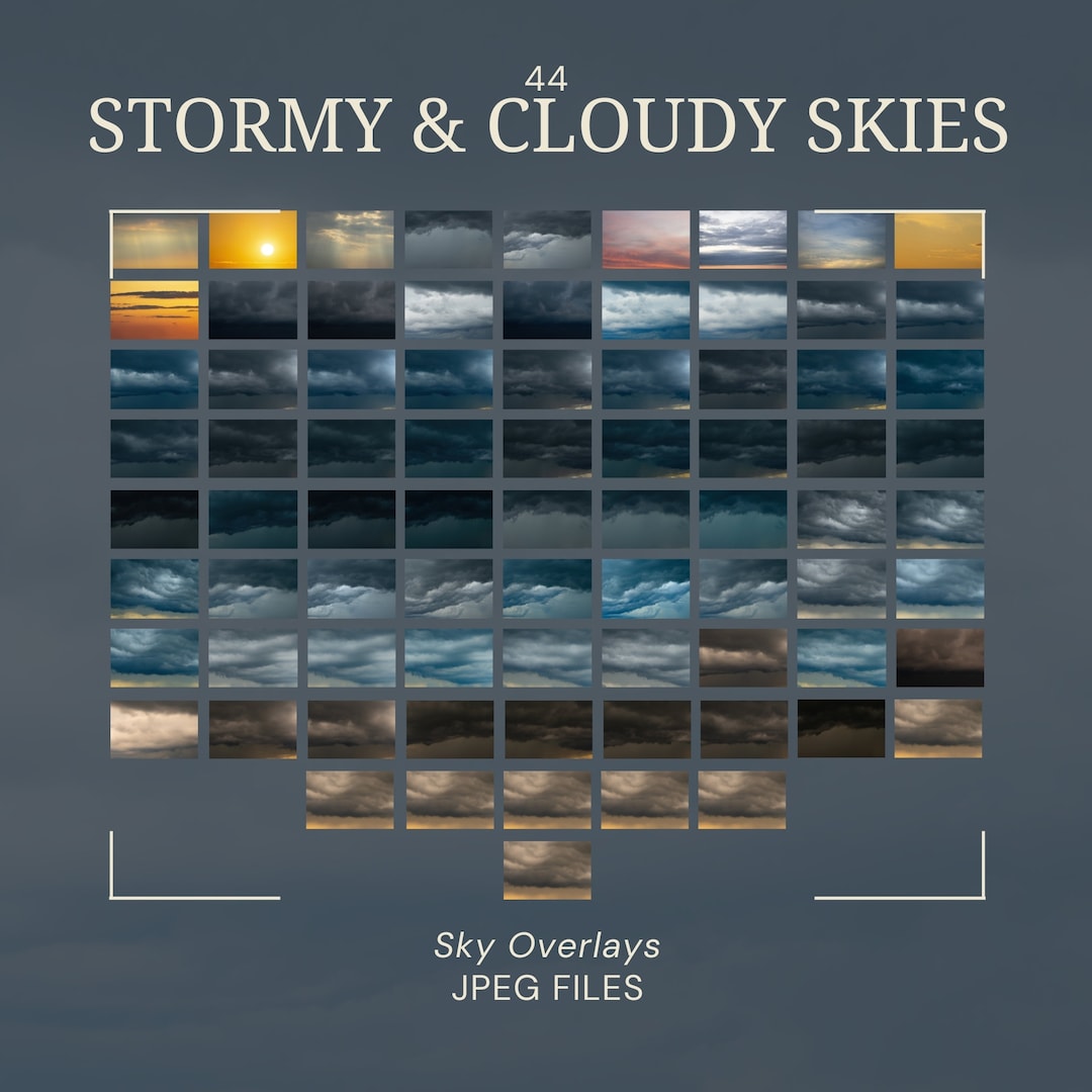 Stormy and Cloudy Skies Digital Backdrop Background Overlays - Blue ...
