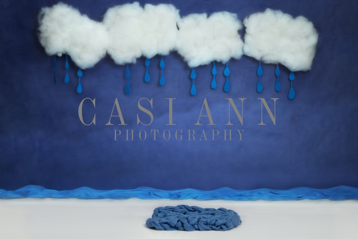 Clouds and Rain Digital JPG Backdrop Background Blue White | Etsy