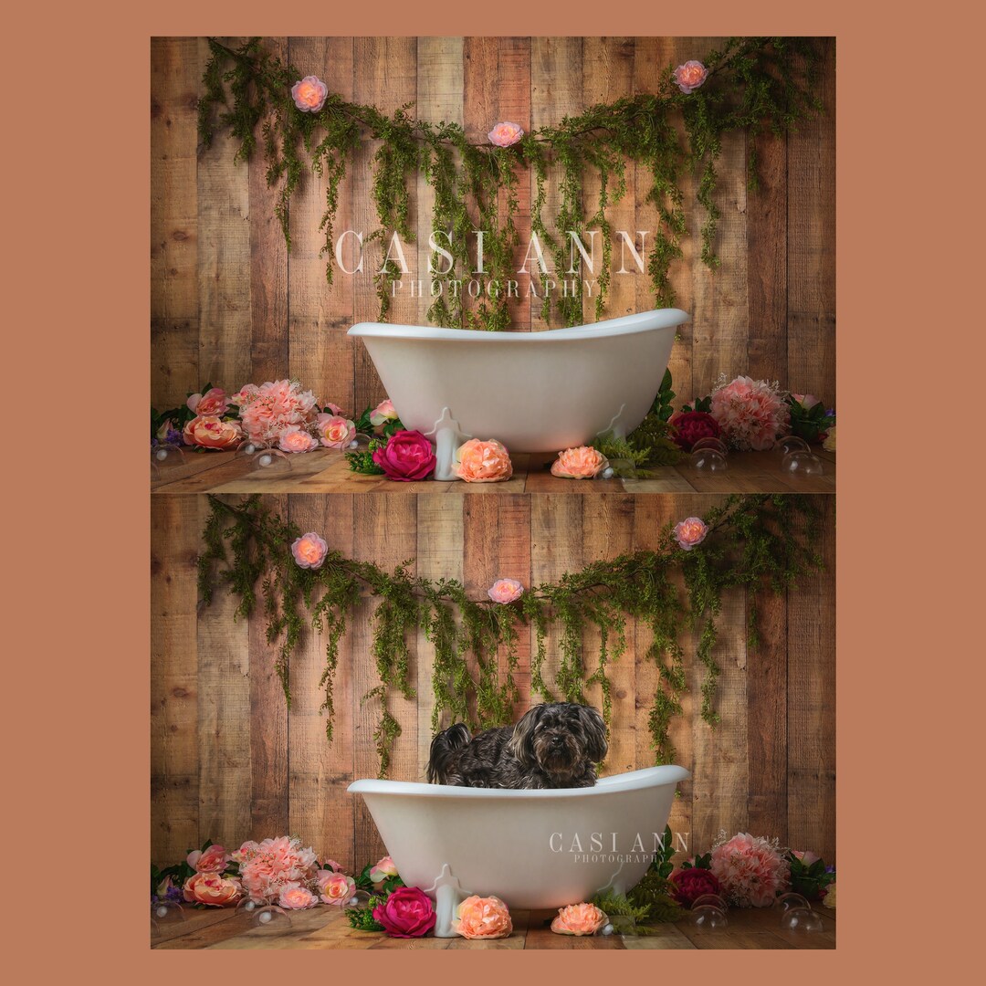 Flower Bath Digital Backdrop Background - White Bathtub - Prop ...