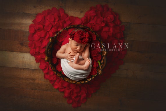Newborn Valentine Red Rose Petal Heart Valentine's Day - Etsy