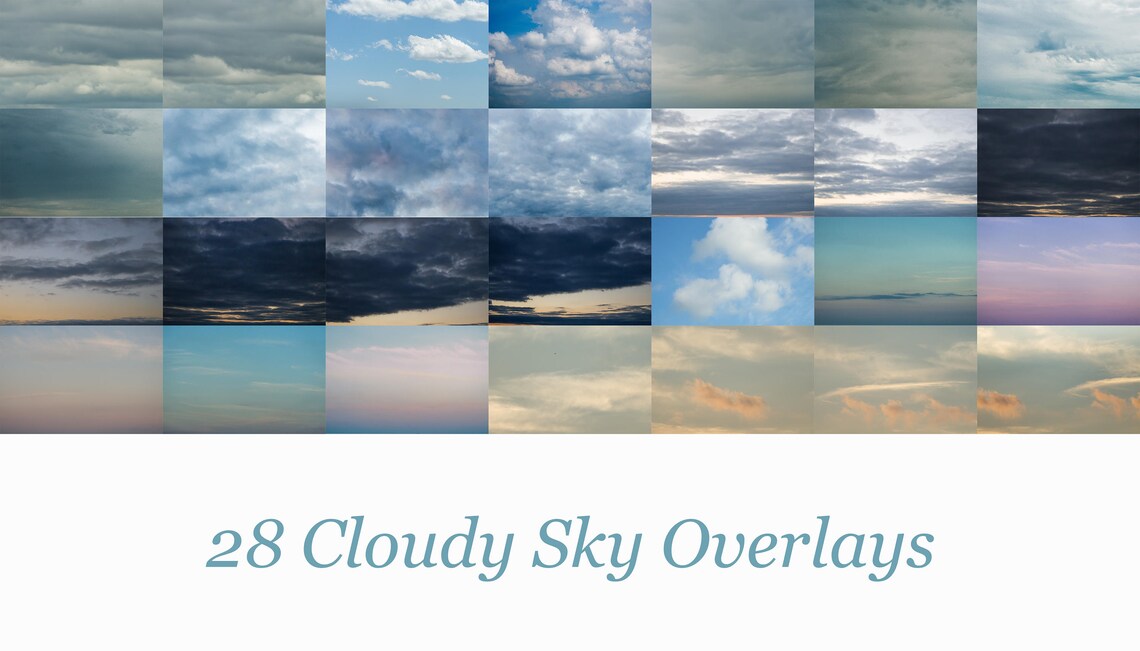 Cloudy Skies Overlays Pack 1 Total of 28 Different Digital - Etsy