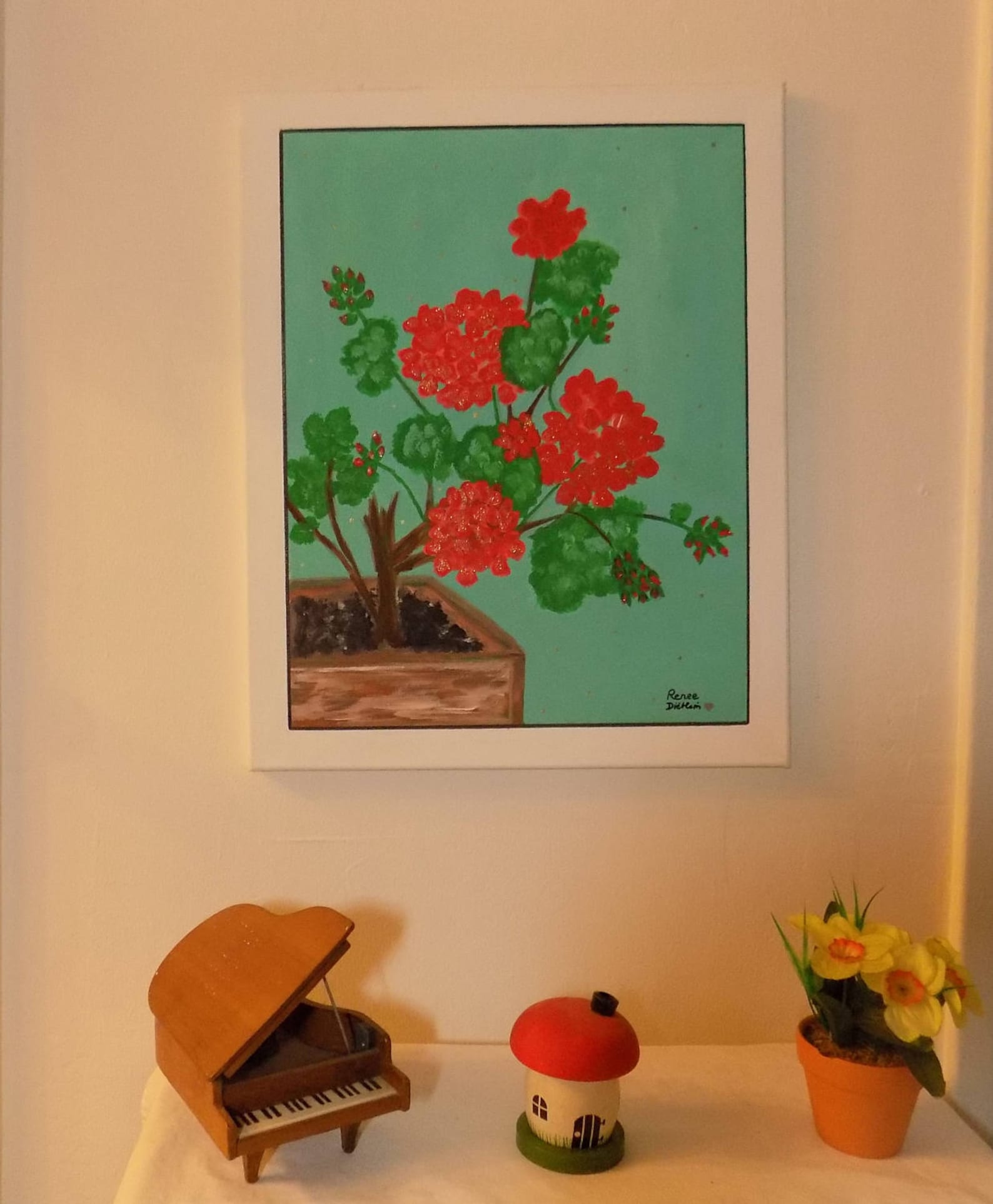 Original, Painting, 'the Geranium', Fine Art, Acrylic on Canvas, 16x20 ...