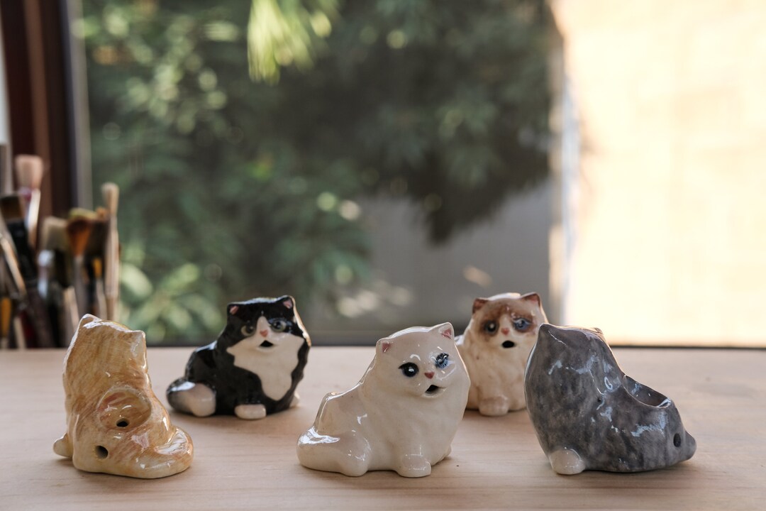 Handmade Long Haired Cat Head Ceramic Pipe by Cutie Pipes - Etsy