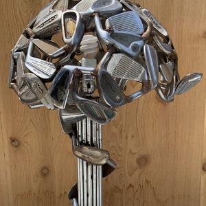 Vintage Hand Forged Tall Golf Club Table Lamp With Silhouette Golf Club ...