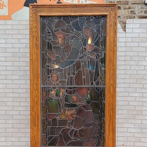 Antique Enclosed Free Standing Light Box With Stained Glass Church ...