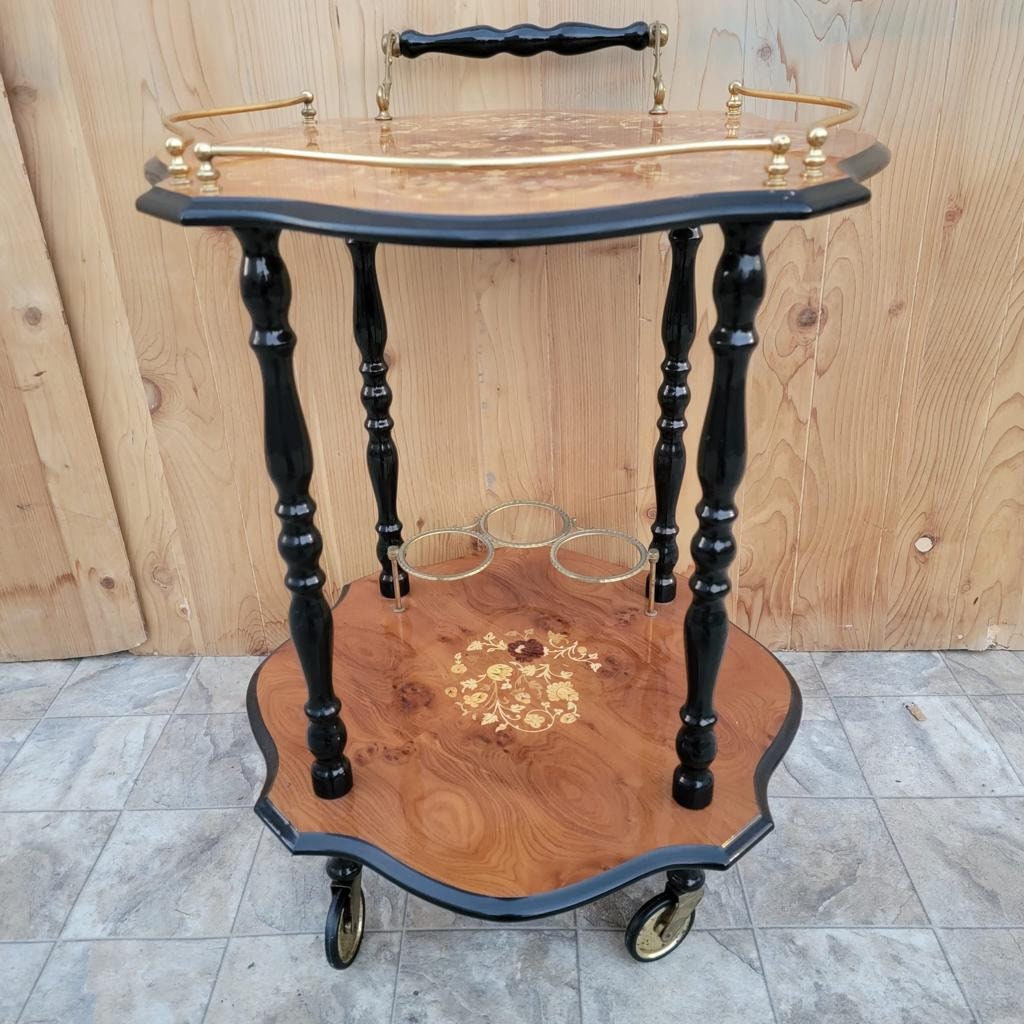 Vintage Italian Marquetry Two-tier Coffee/bar Cart - Etsy