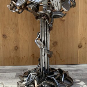 Vintage Hand Forged Tall Golf Club Table Lamp With Silhouette Golf Club ...