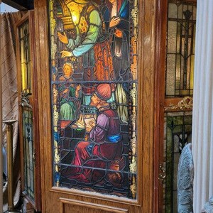 Antique Enclosed Free Standing Light Box With Stained Glass Church ...