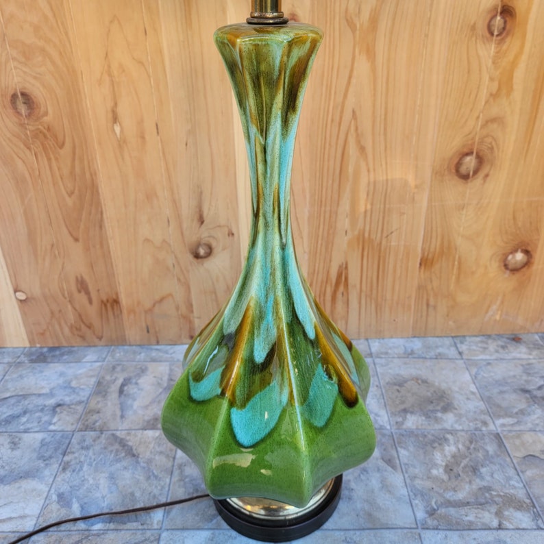 Vintage Retro Green Table Lamp Pair - Etsy