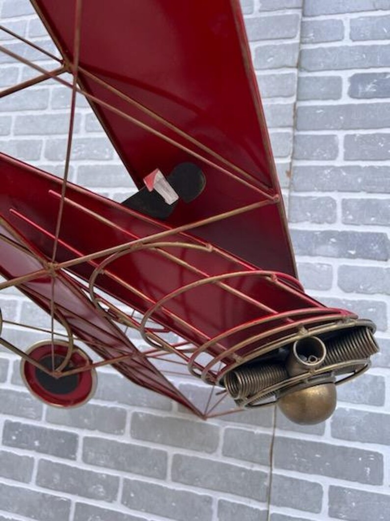 Mid Century Modern Red Enamel Biplane Metal Wall Sculpture by - Etsy