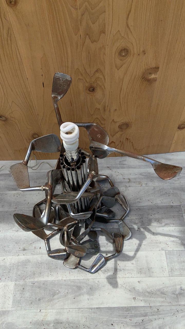 Vintage Hand Forged Golf Club Table Lamp With Silhouette Shade - Etsy