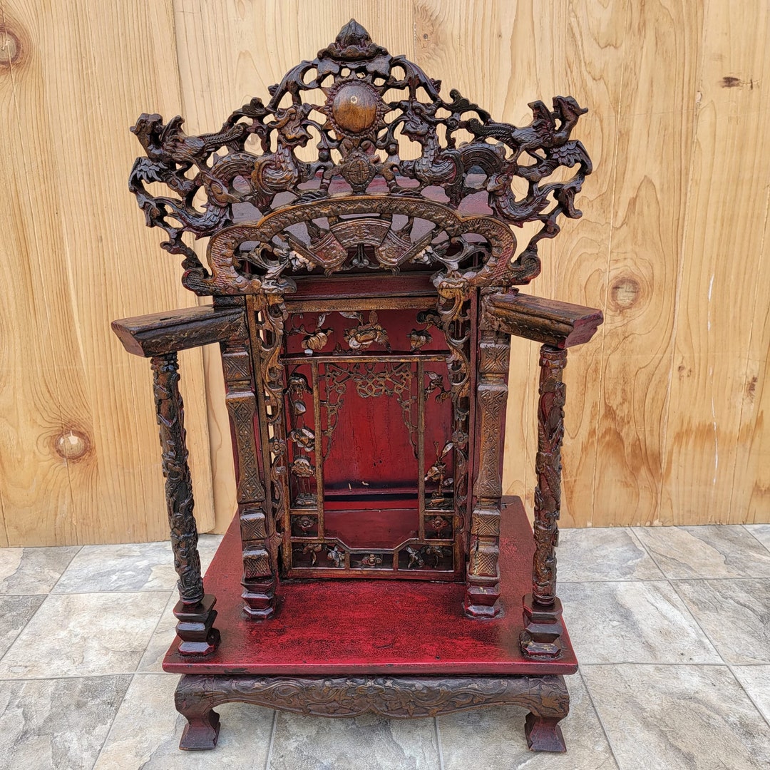 Antique Authentic Chinese Carved Ornate Wood Altar Shrine - Etsy