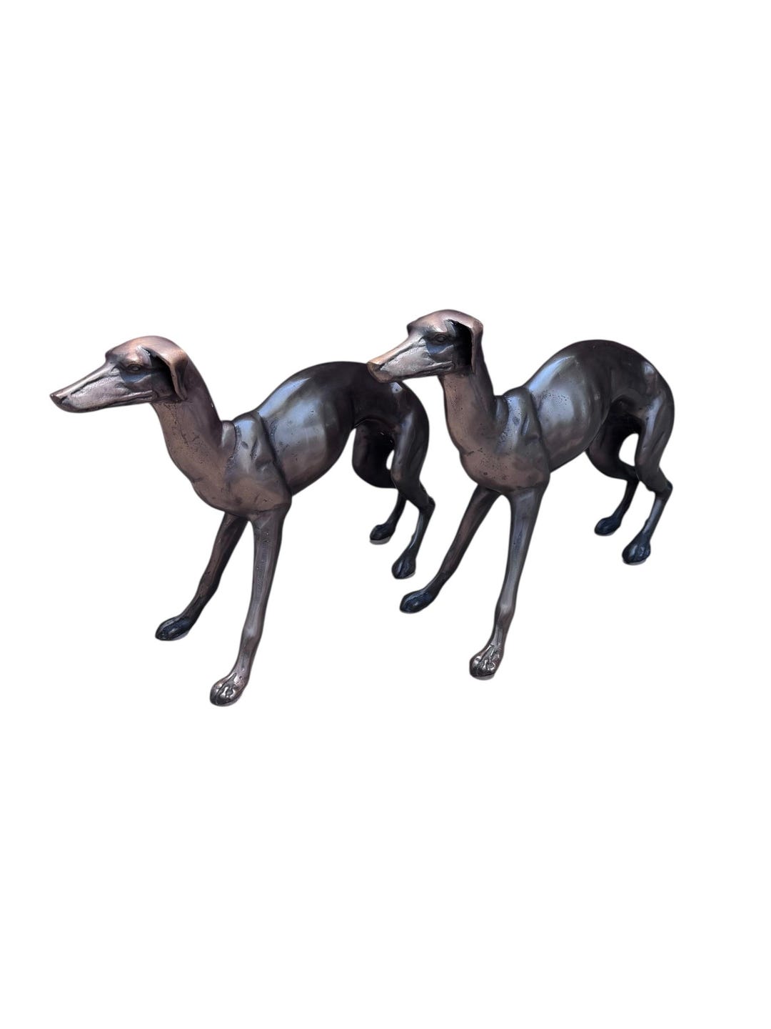 Vintage Mid Century Modern Bronze Greyhound Dog Statues - Pair - Etsy