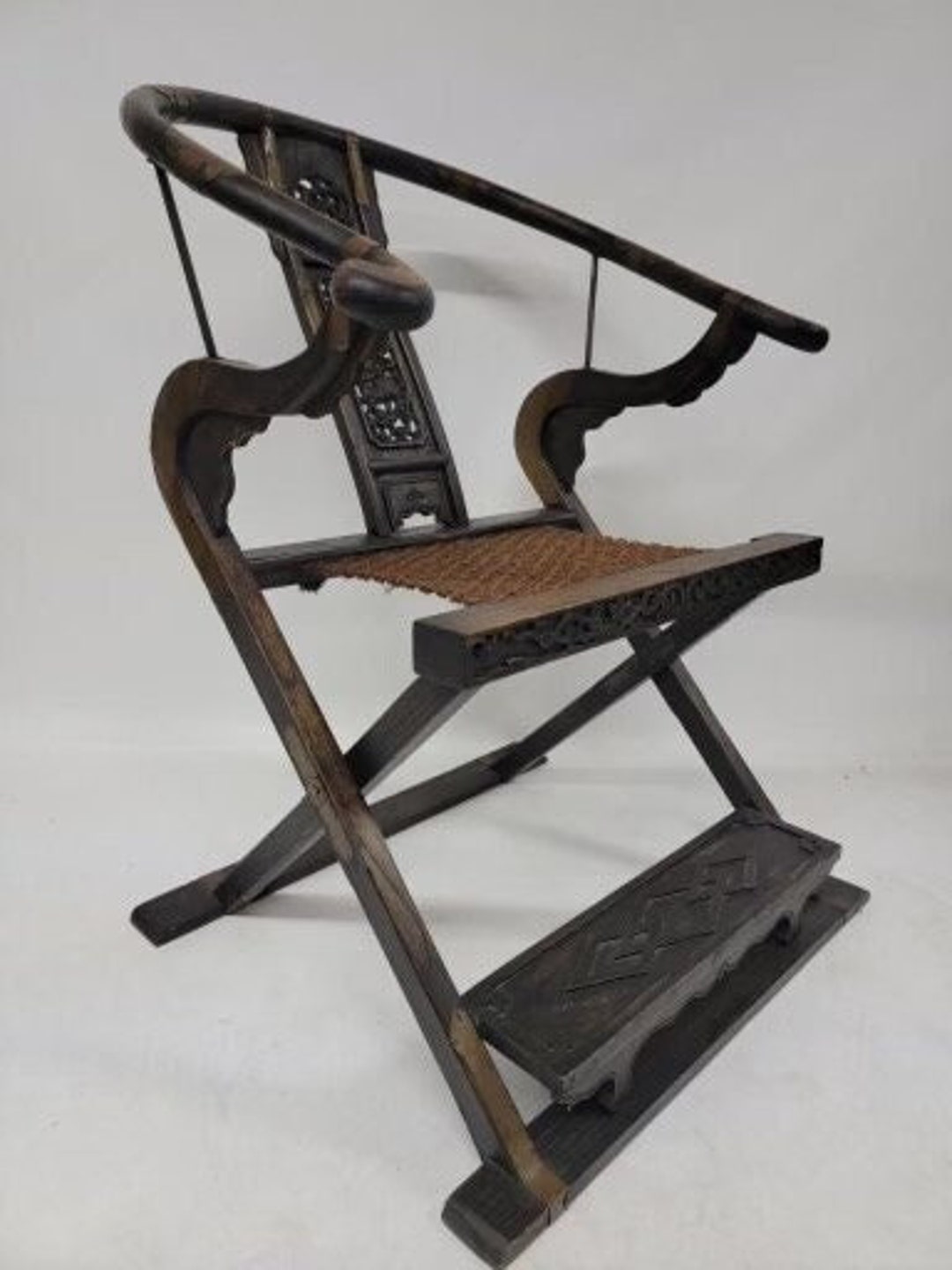 Antique Chinese Huanghuali Horseshoe Folding Throne Chair - Etsy