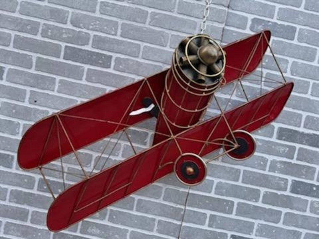 Mid Century Modern Red Enamel Biplane Metal Wall Sculpture by Curtis ...