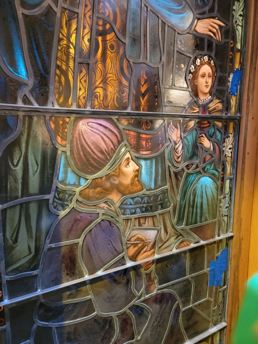 Antique Enclosed Free Standing Light Box With Stained Glass - Etsy UK