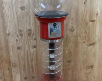 Vintage Bubble Gum Machine With Attached Telephone-bright Red Metal ...