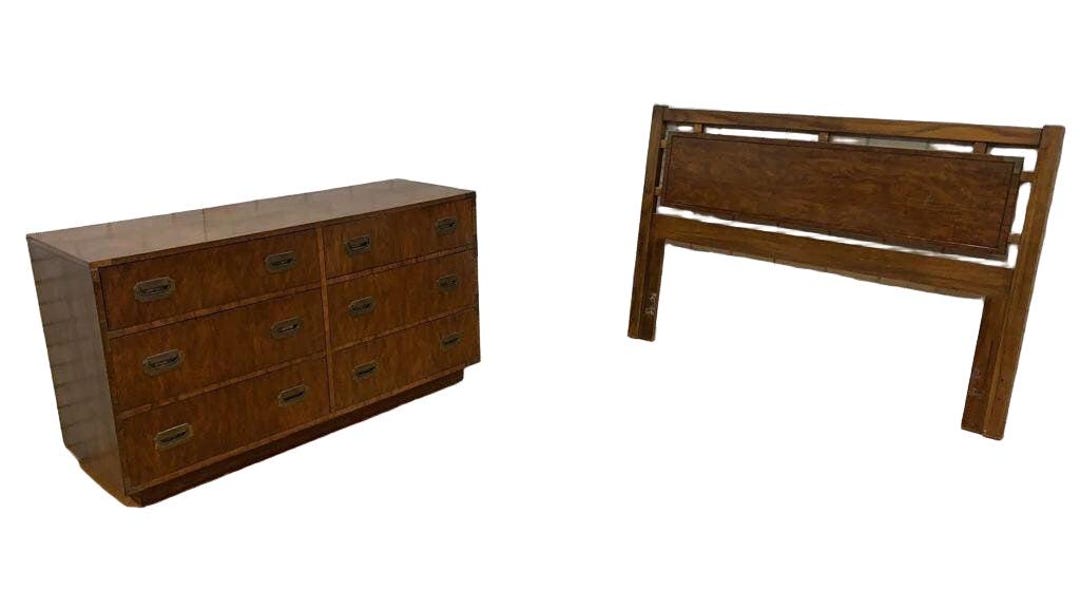 Vintage Campaign Style Dresser and Headboard by Dixie Campaigner - Etsy