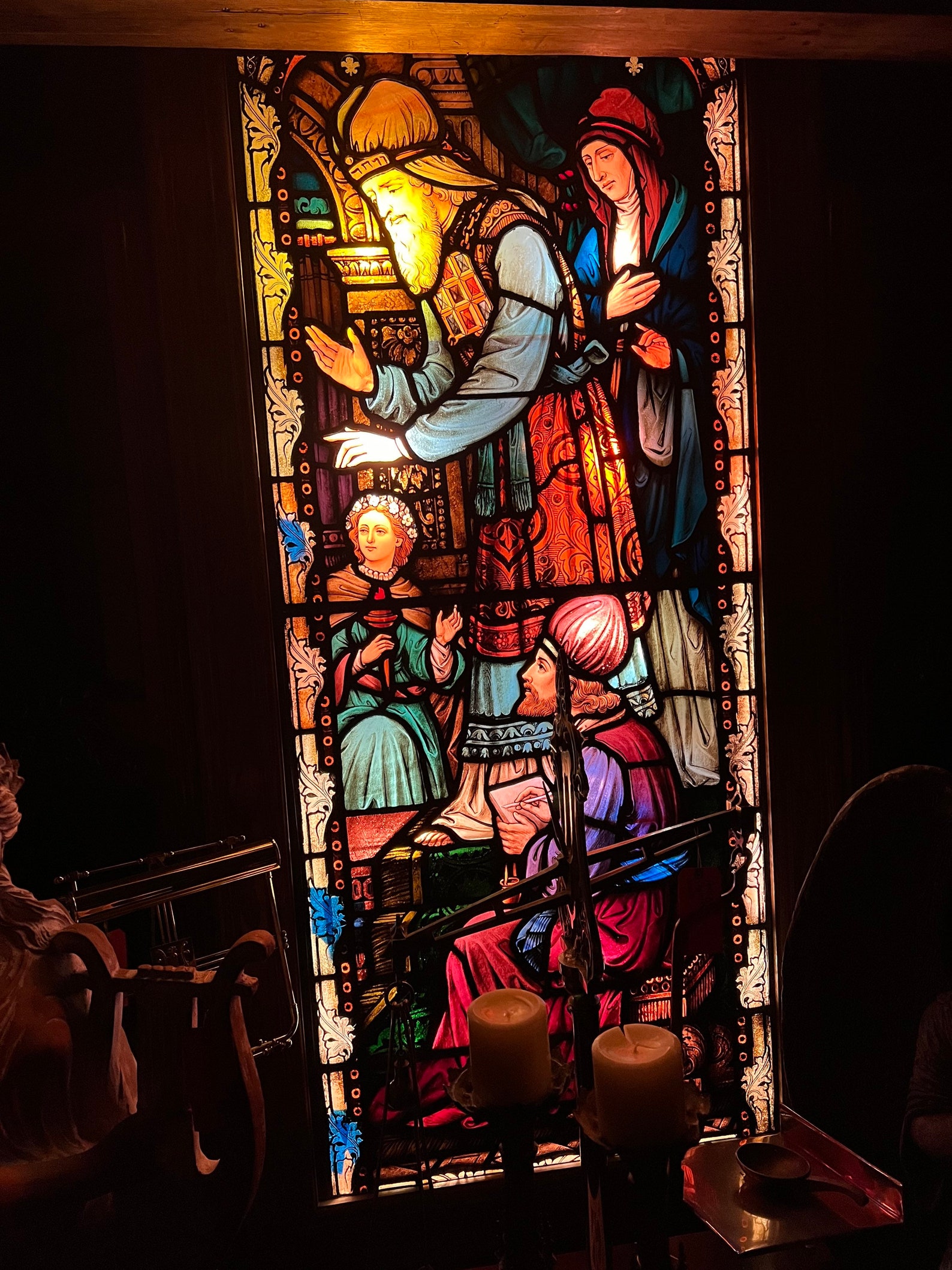 Antique Enclosed Free Standing Light Box With Stained Glass - Etsy