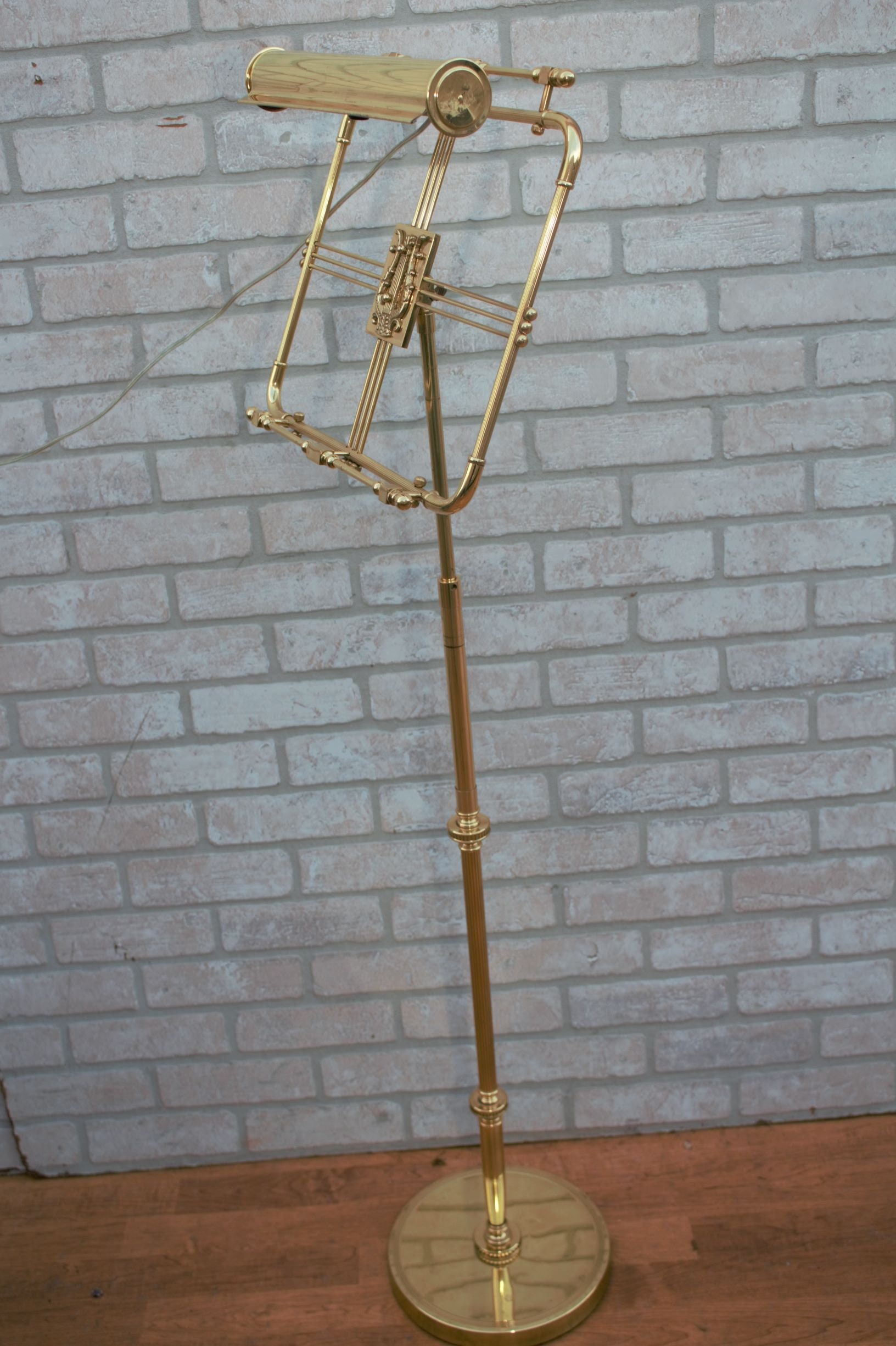 Vintage Brass Adjustable Music Stand With Lamp - Etsy