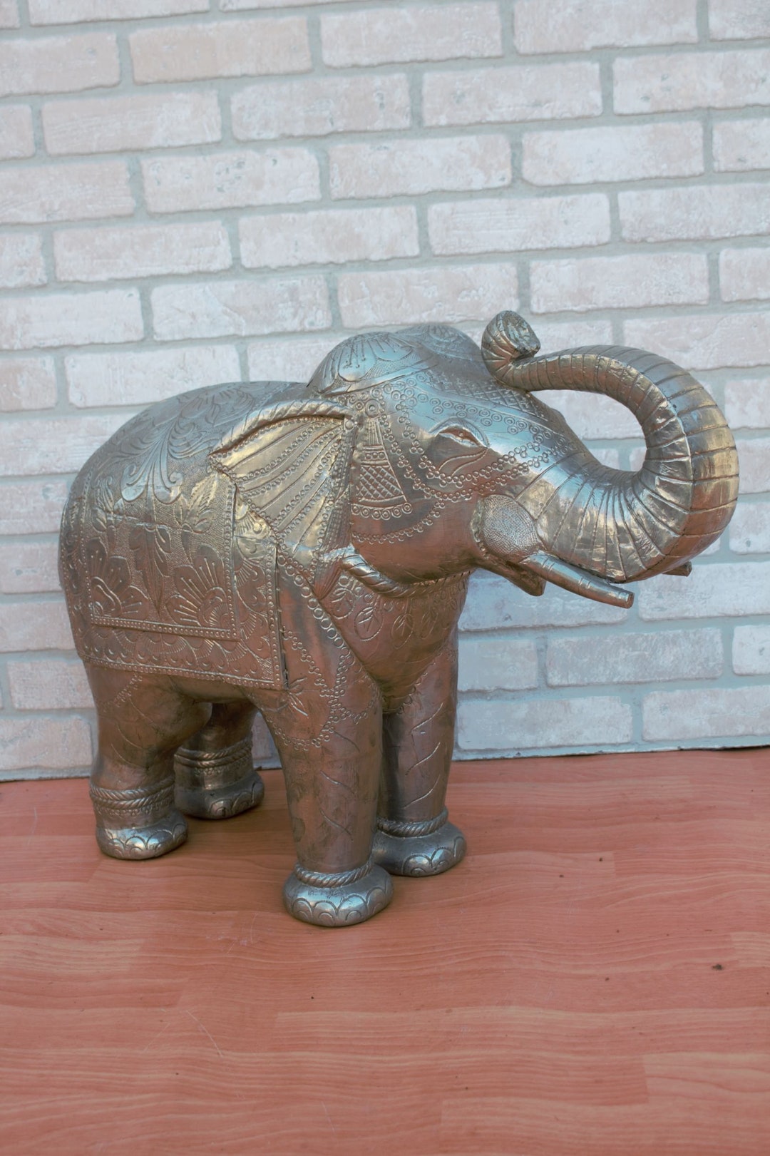 Vintage Moroccan Hammered Elephant Statue - Etsy