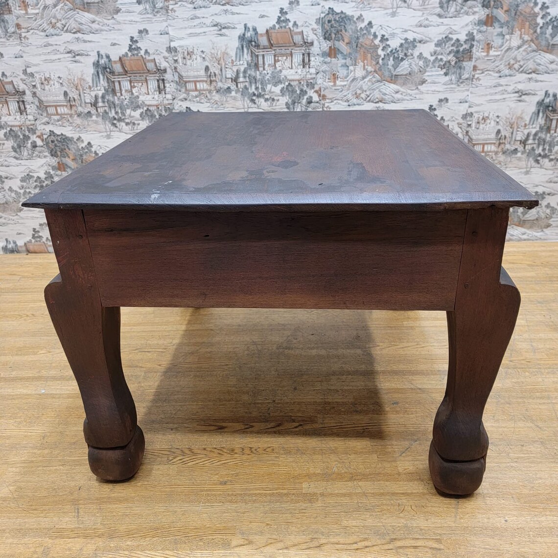 Antique East Indian Teak Wood Square Side Table With Carved - Etsy