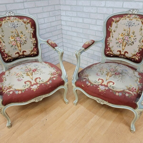 Antique Victorian Needlepoint Chairs - Etsy