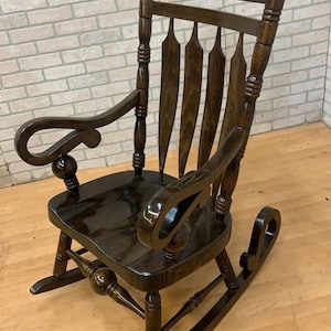 Vintage High Back Wood Rocking Chair - Etsy