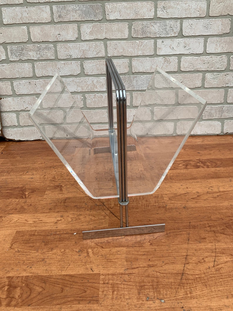 Mid Century Modern Lucite and Chrome Magazine Floor Rack | Etsy
