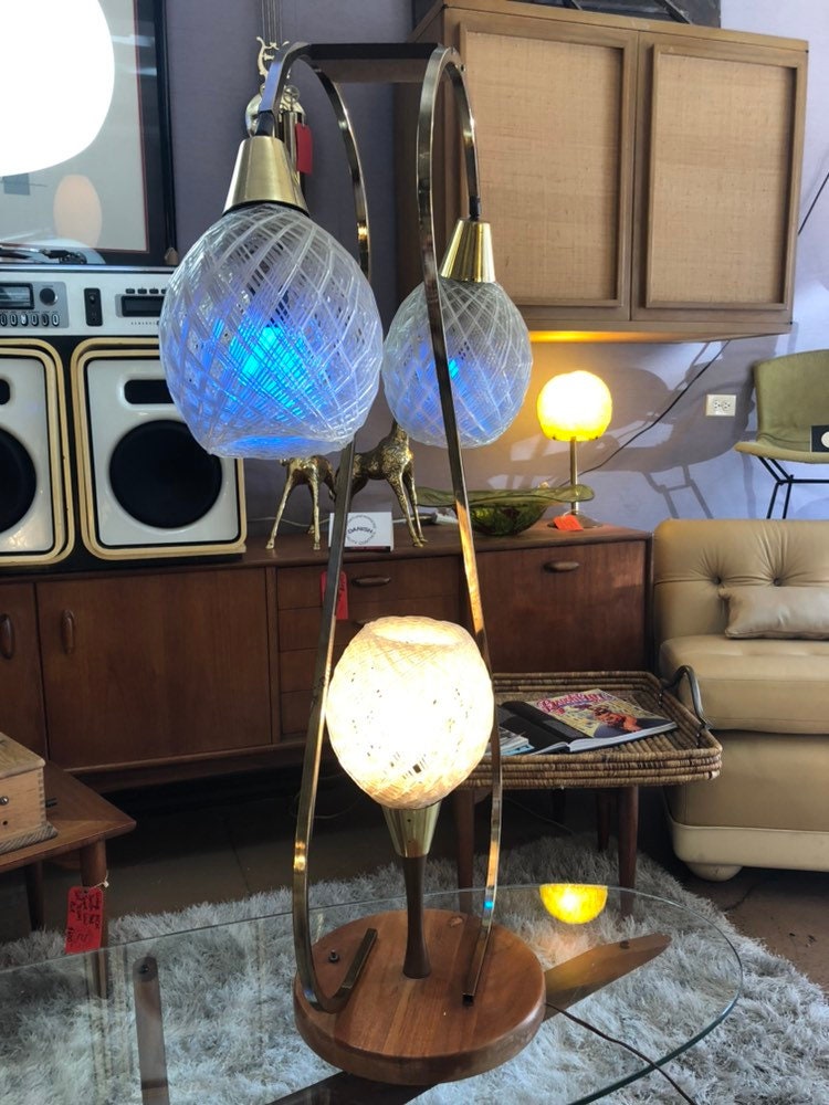 MCM Space Age Lucite Spaghetti Globe Table Lamp Pair - Etsy