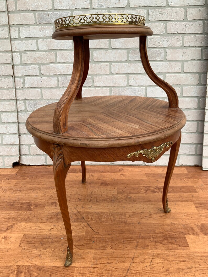 Antique French Louis Style Round Two Tier Side Accent Table - Etsy