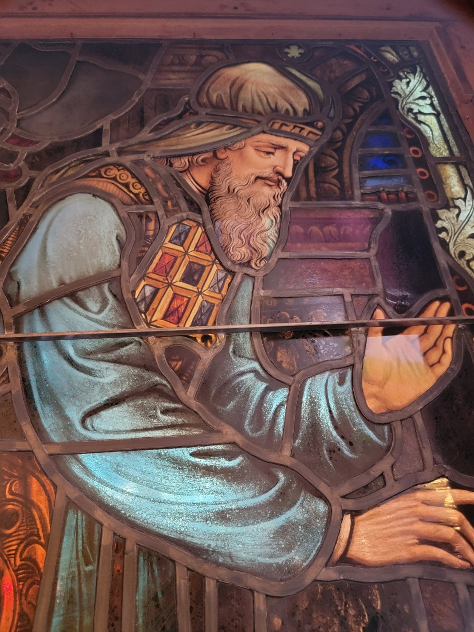 Antique Enclosed Free Standing Light Box With Stained Glass - Etsy