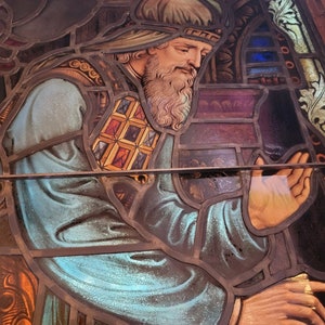 Antique Enclosed Free Standing Light Box With Stained Glass Church ...