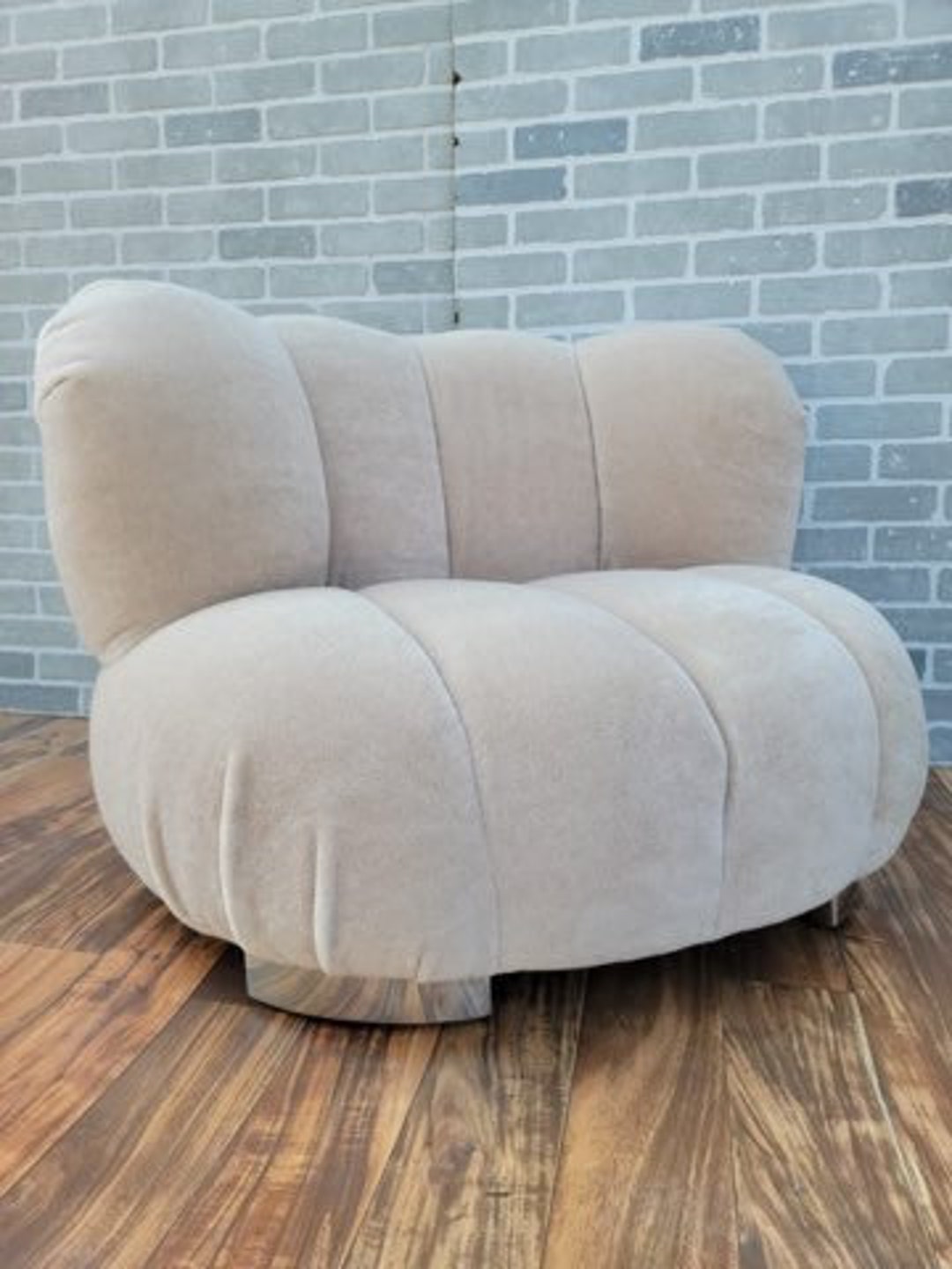 Mid Century Modern A. Rudin Style Channel Back Lounge Chair Newly ...