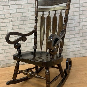 Vintage High Back Wood Rocking Chair - Etsy