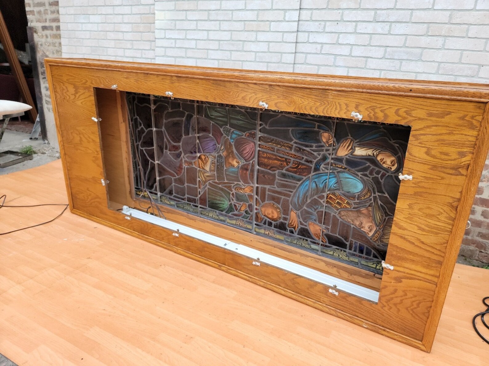 Antique Enclosed Free Standing Light Box With Stained Glass - Etsy