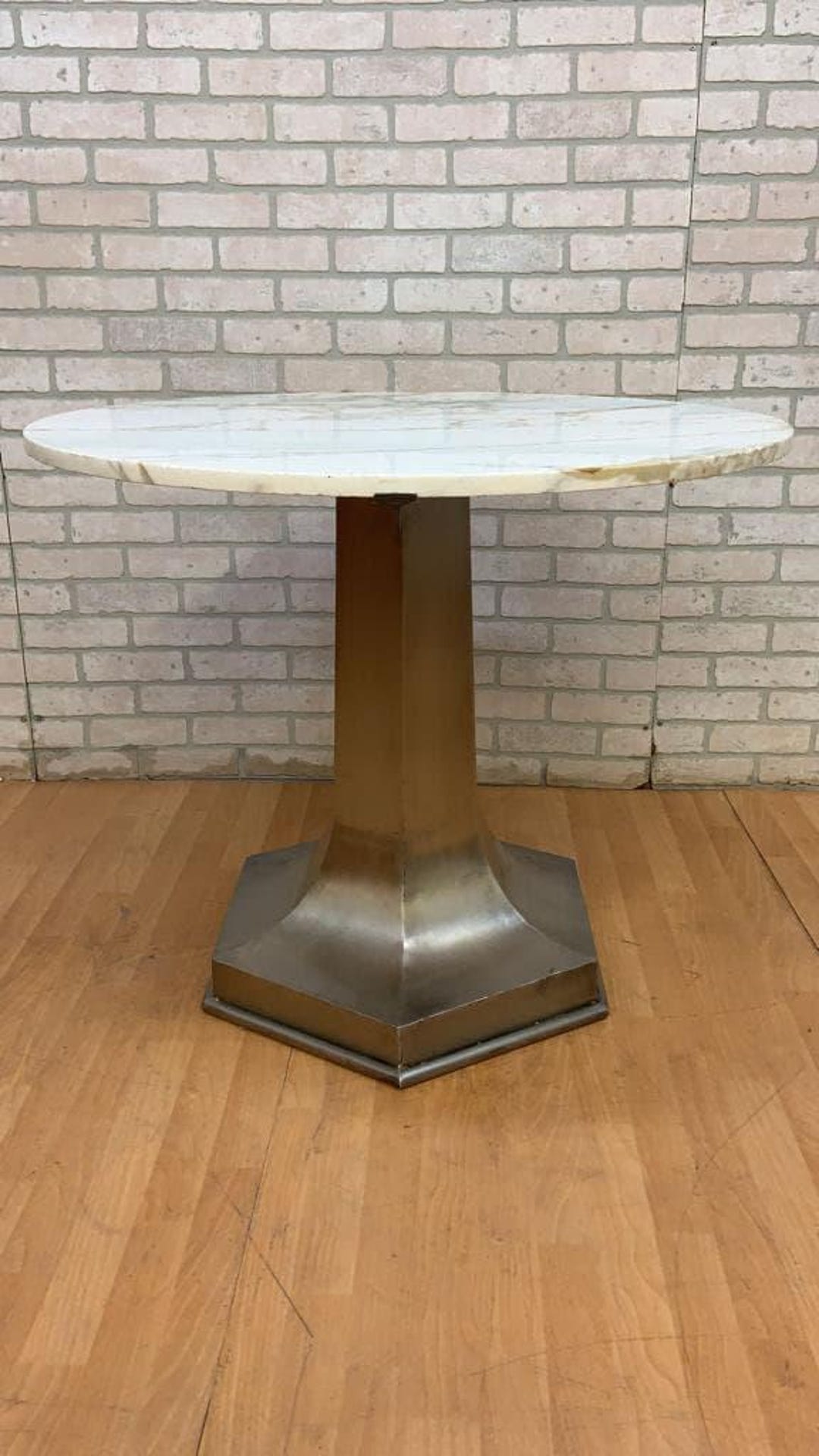 Mid Century Modern Structural Metal Octagonal Pedestal Base Italian ...