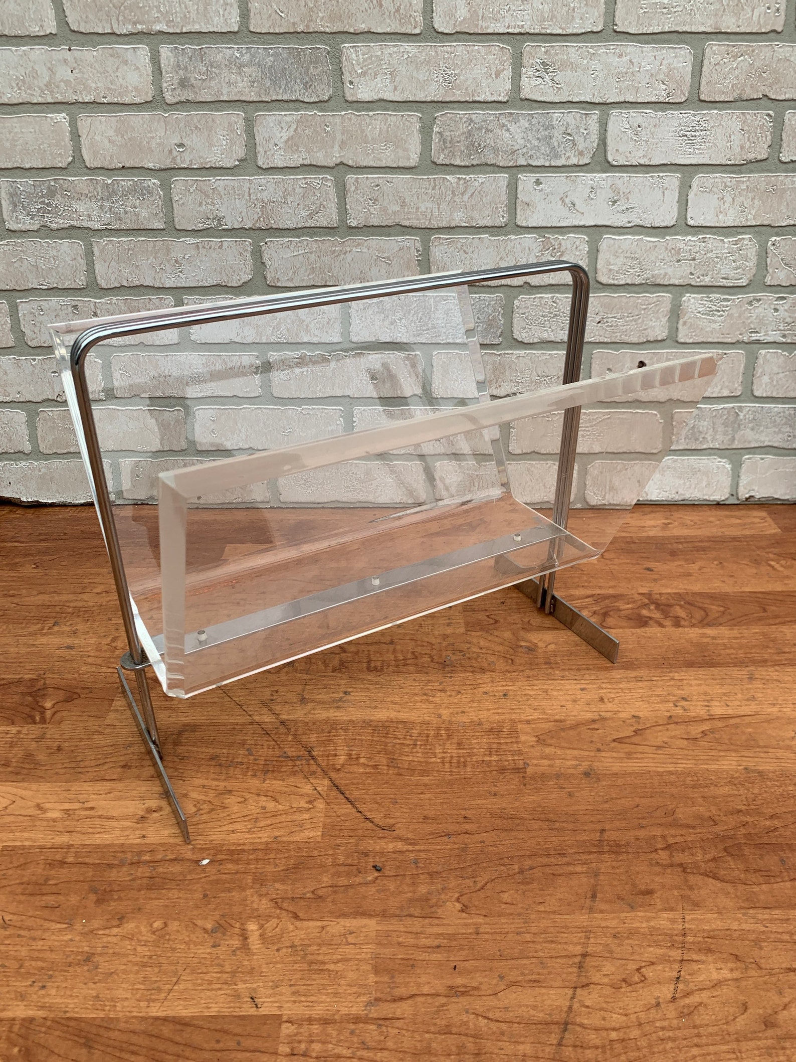 Mid Century Modern Lucite and Chrome Magazine Floor Rack | Etsy