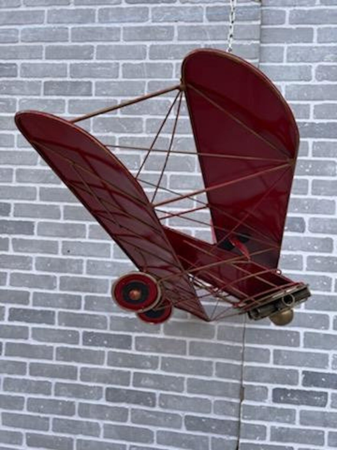 Mid Century Modern Red Enamel Biplane Metal Wall Sculpture by - Etsy