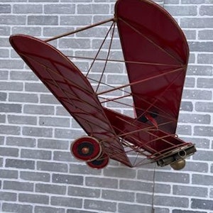 Mid Century Modern Red Enamel Biplane Metal Wall Sculpture by Curtis ...